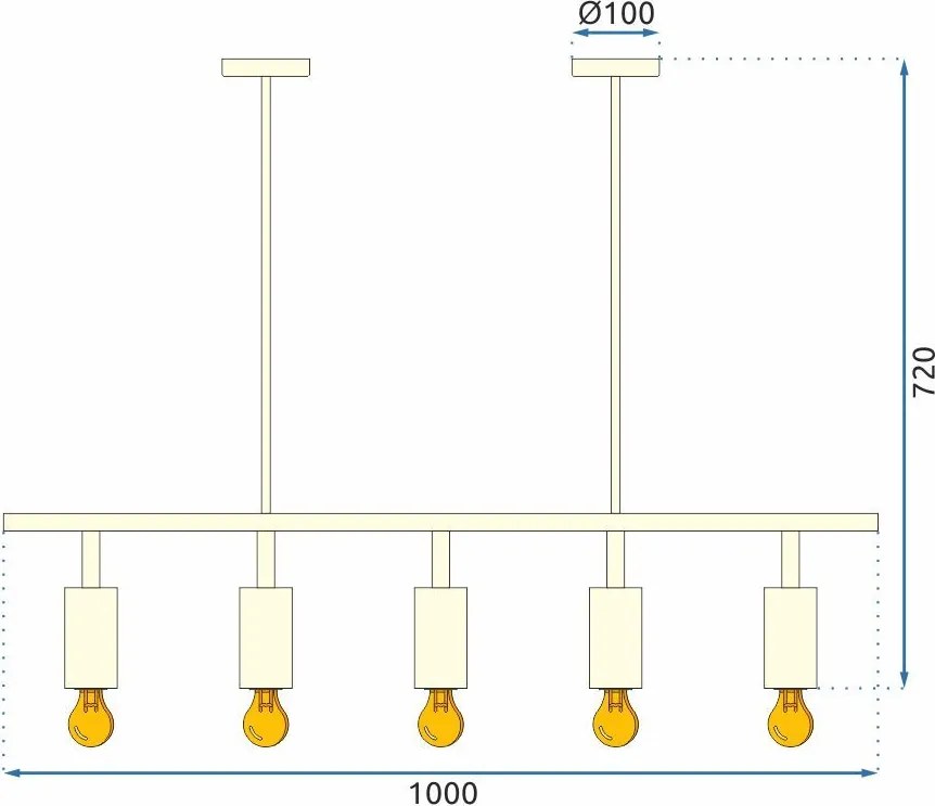 Toolight - Stropní lampa 5xGU10, APP210-3CPR, černá, OSW-03400