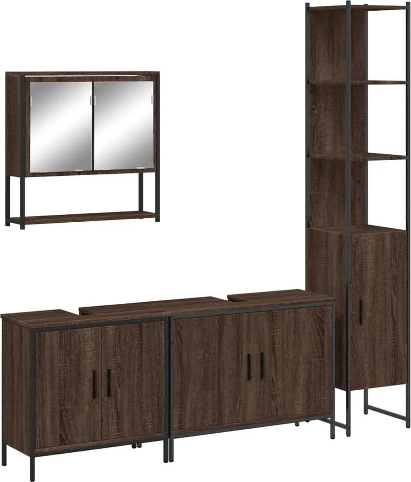vidaXL 4dílný set koupelnového nábytku kompozitní dřevo [3214694] Barva: šedá sonoma