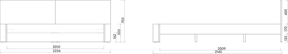 Dvoulůžková postel z dřevotřísky/z překližky v dekoru dubu s roštem 200x200 cm v přírodní barvě Valt – noo.ma