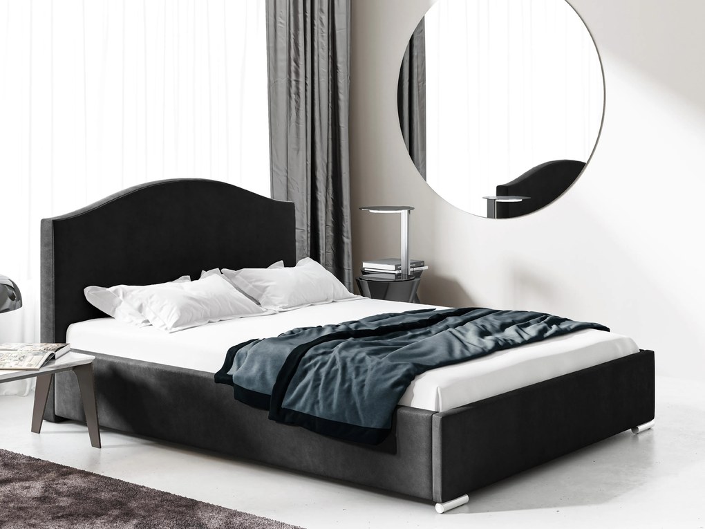 Eka Čalouněná postel MONTANA 160x200 cm Barva látky Trinity: Světle růžová (Trinity 2319), Úložný prostor: S kovovým rámem úložného prostoru