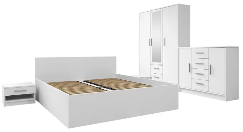 Ložnice Neralli I, Rozměr postele: 160 x 200 cm, Barva dřeva: Bílá alpská