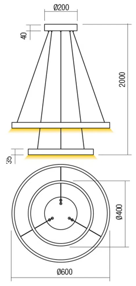 Redo 01-2892 závěsné LED svítidlo stmívatelné Febe pískově černé, 62W, 4000K, ø60cm