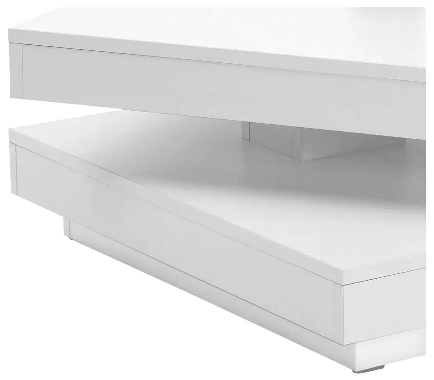 Konferenční stolek MANDY 360° otočná deska 70x70 cm, lamino bílý mat
