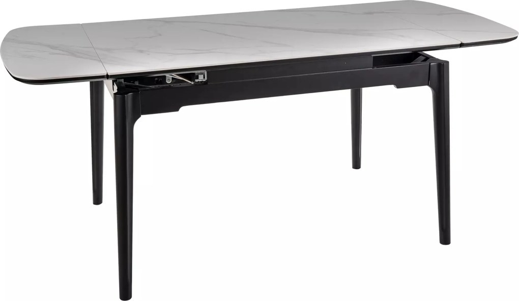 Jídelní rozkládací stůl Sento 120/180 cm keramika bílý mramor/černý