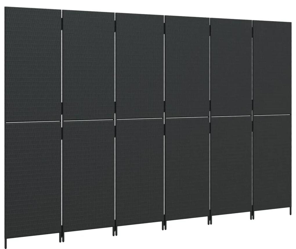 Dělicí stěna 6 panelů černá polyratan,  365352