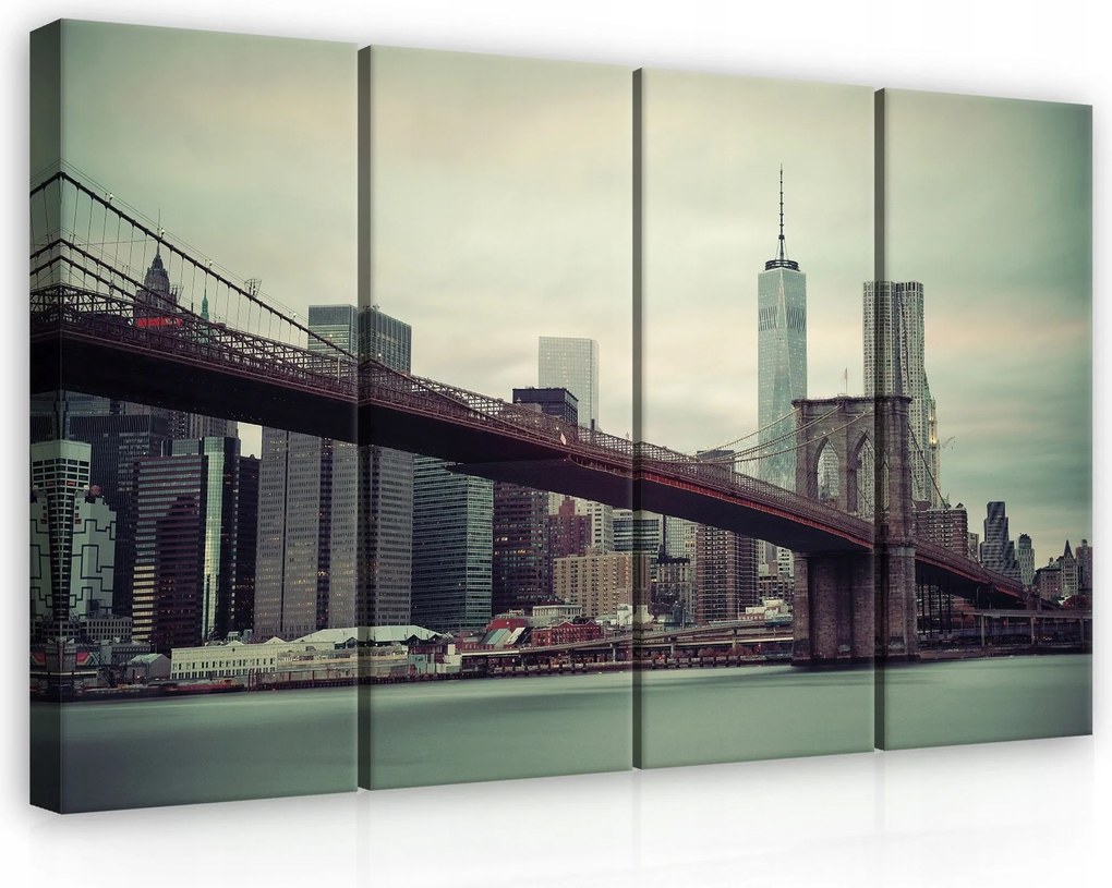 Obraz 120x80 New York Brooklynský most panorama mrakodrapy řeka