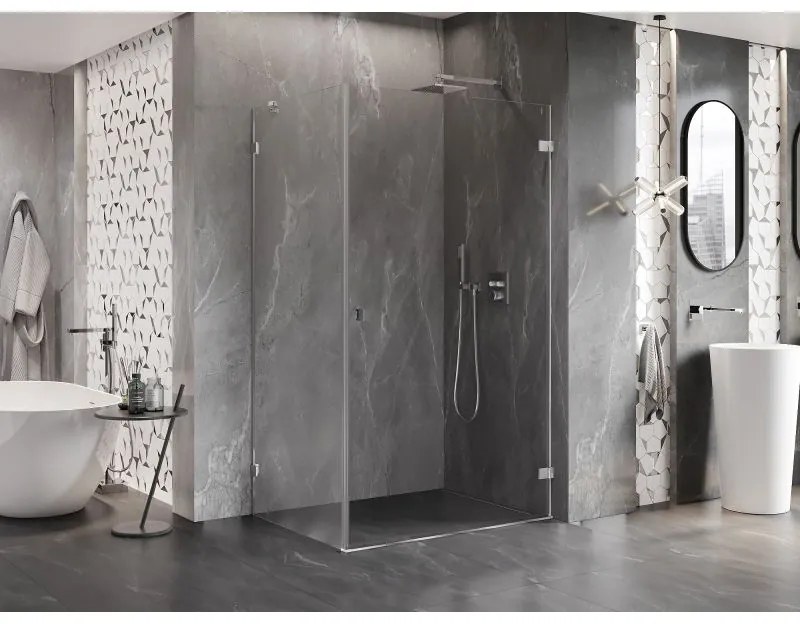 Mexen Lunar-B, pravostranný výklopný sprchový kout 100 x 70 cm, 8mm čiré sklo, chromový profil, 832-100-070-01-00-P