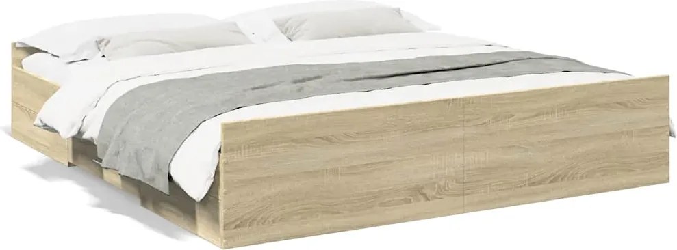 Rám postele se zásuvkami dub sonoma 200x200 cm kompozitní dřevo 3280267