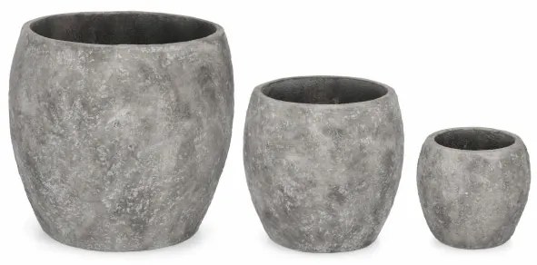 BIZZOTTO Set 3 kulatých květináčů MEILI šedá 0790766