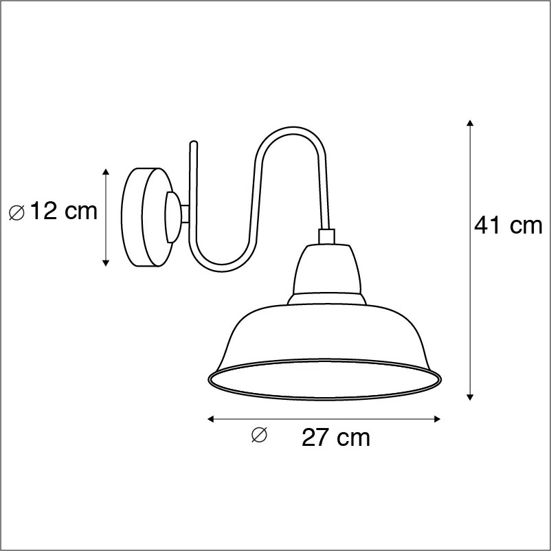 Průmyslová nástěnná lampa rezavá se zlatým vnitřkem - Factory