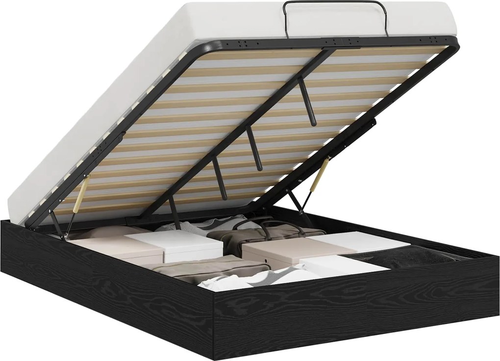 Ottoman postel Černý Dub 193 x 140 x 25 cm Dřevěný materiál 3409270