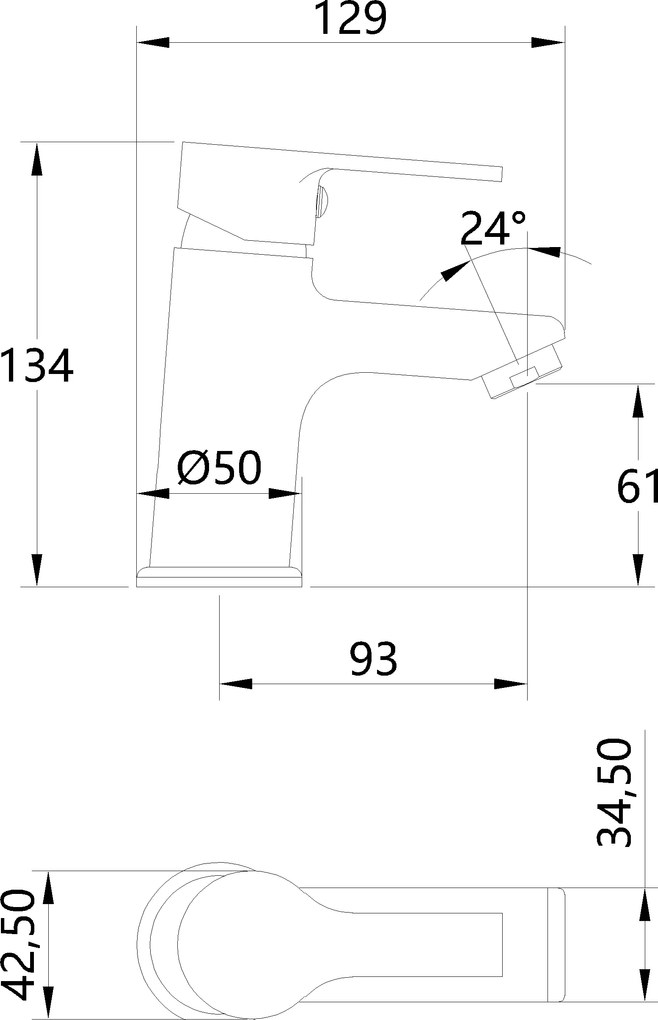Invena Bralos, umyvadlová baterie h-134, černá matná, INV-BU-07-004-A
