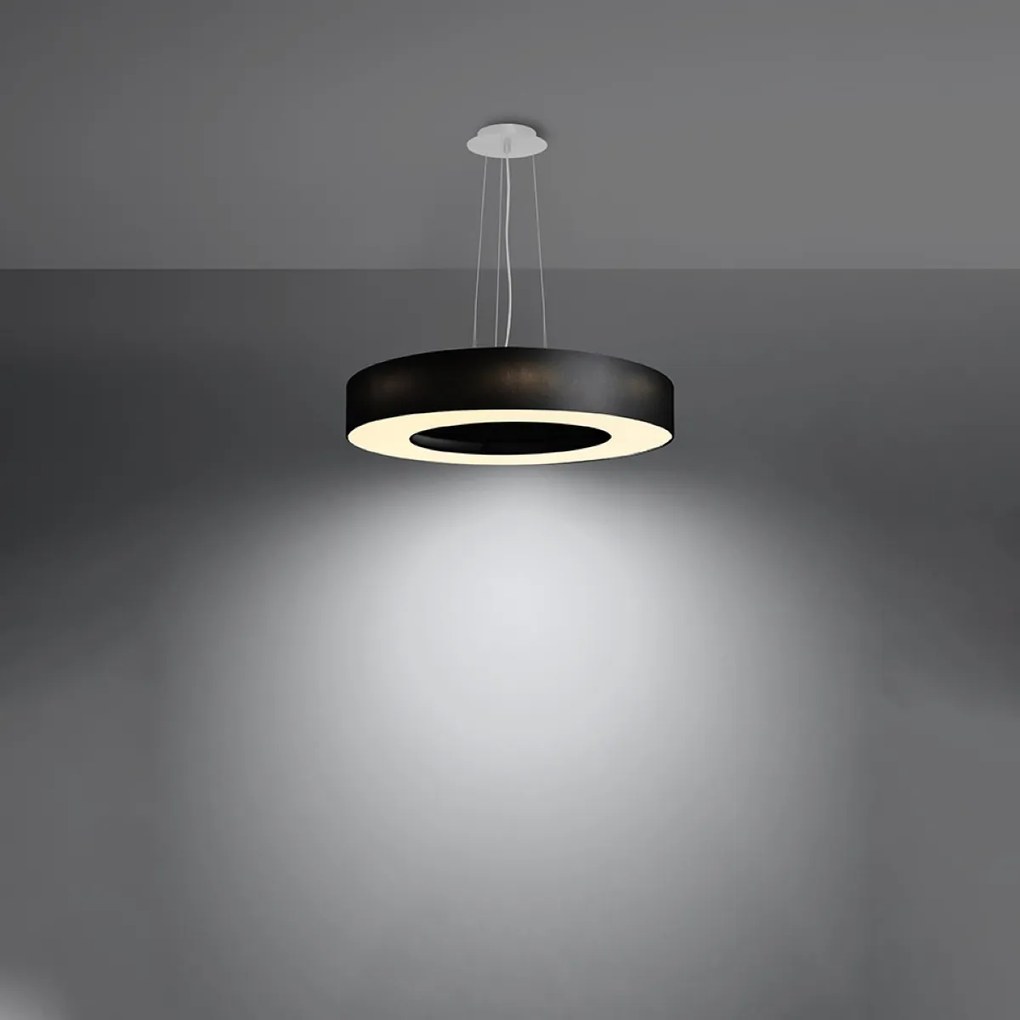 Závěsné svítidlo Saturno Slim, 1x černé textilní stínítko, (bílý plast), (fi 50 cm)