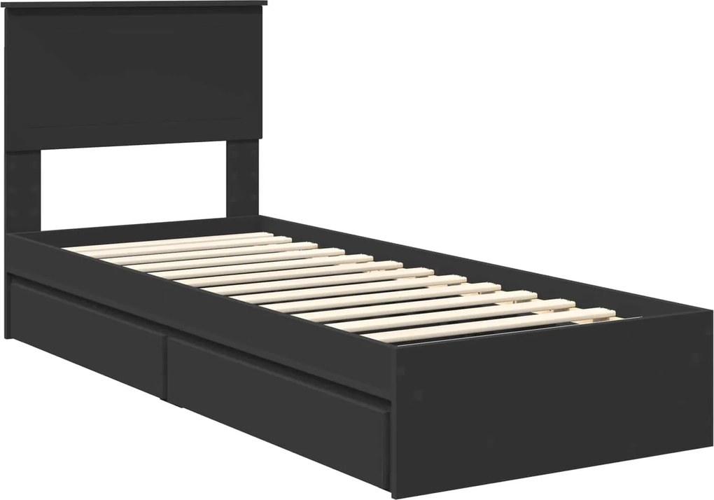 Postel s úložným prostorem Černá 75 x 190 cm Kompozitní dřevo 3410848