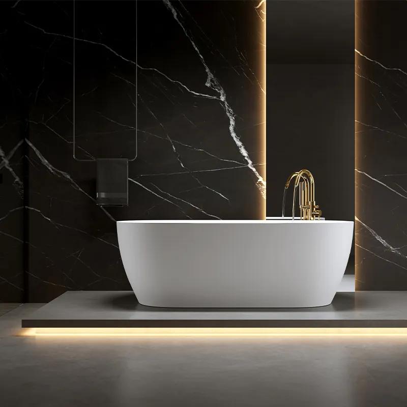 BPS-koupelny Volně stojící akrylátová vana HYD-CES518B 160x75 bílá, odtokový komplet zlatý