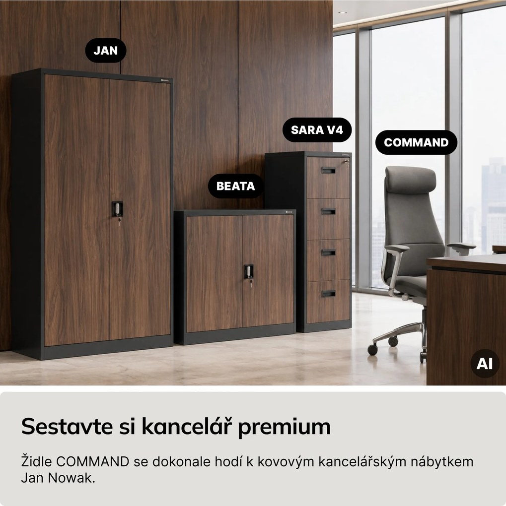 Křeslo kancelářské čalouněné ředitelské šedé: COMMAND