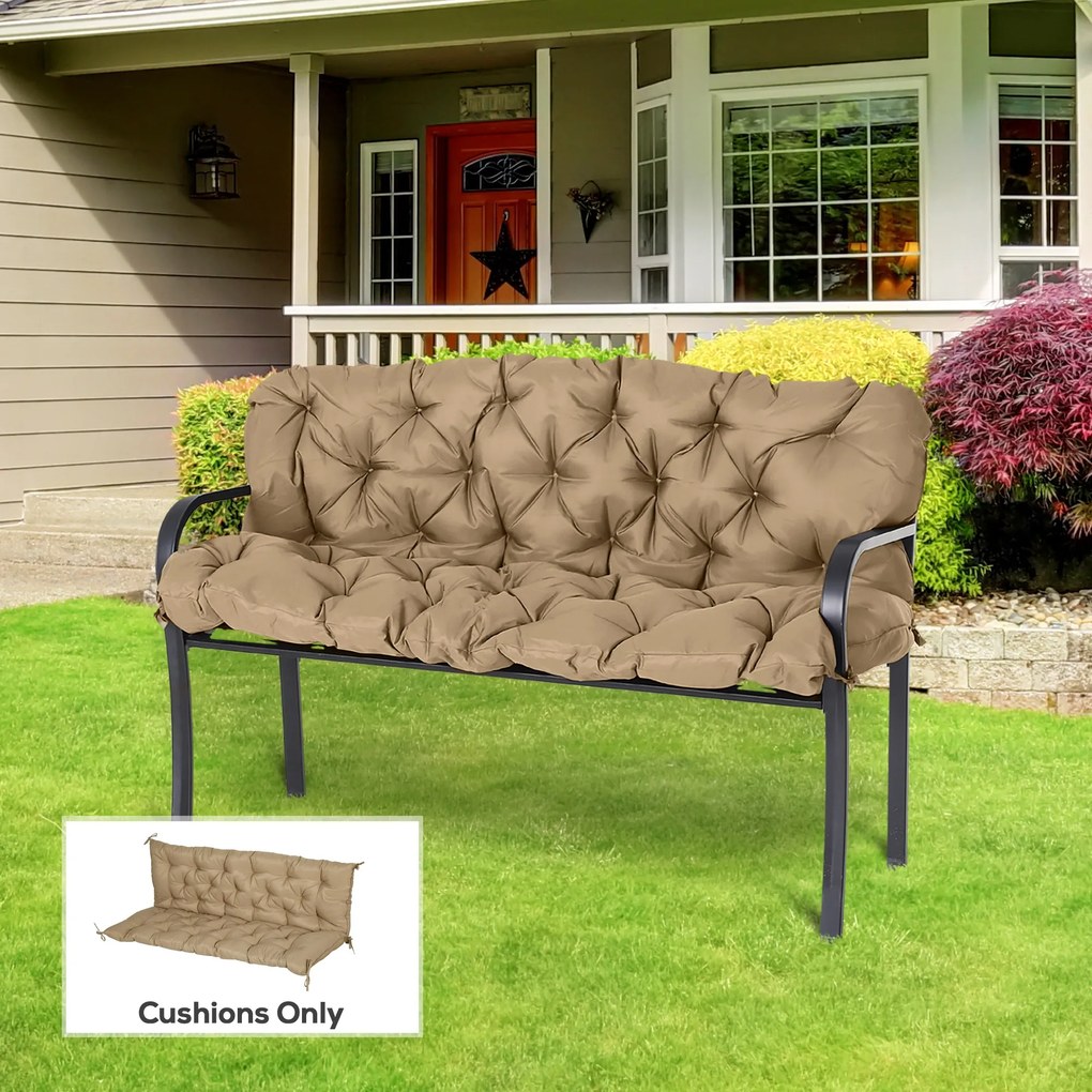 Outsunny Polstr na Lavici pro 3 Osoby 150x98x8 cm, Polstr s Popruhy, Sedací Polstr, Venkovní/Indoor Sedací Polstr, Polstrovaní pro Zahradní Nábytek, …