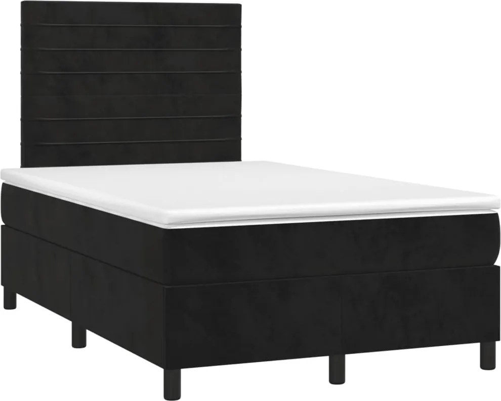 Box spring postel s matrací a LED černá 120x200 cm samet 3136175