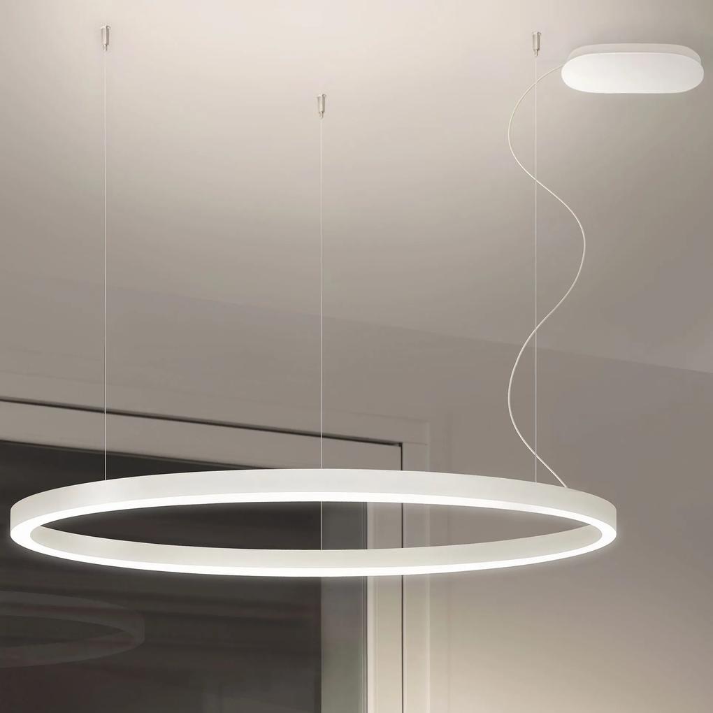 TeamItalia Bellai Home, bílé závěsné kruhové svítidlo, 42+24W LED 3000K DALI, prům. 58cm