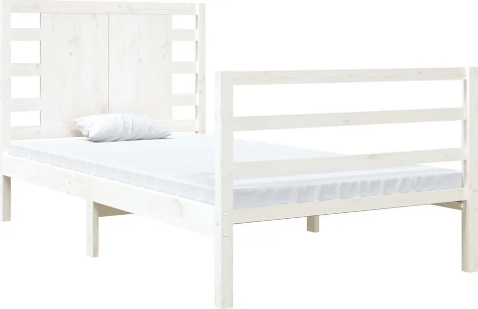 vidaXL Rám postele masivní borovice 90 x 190 cm Single [3104249] Barva: Bílá