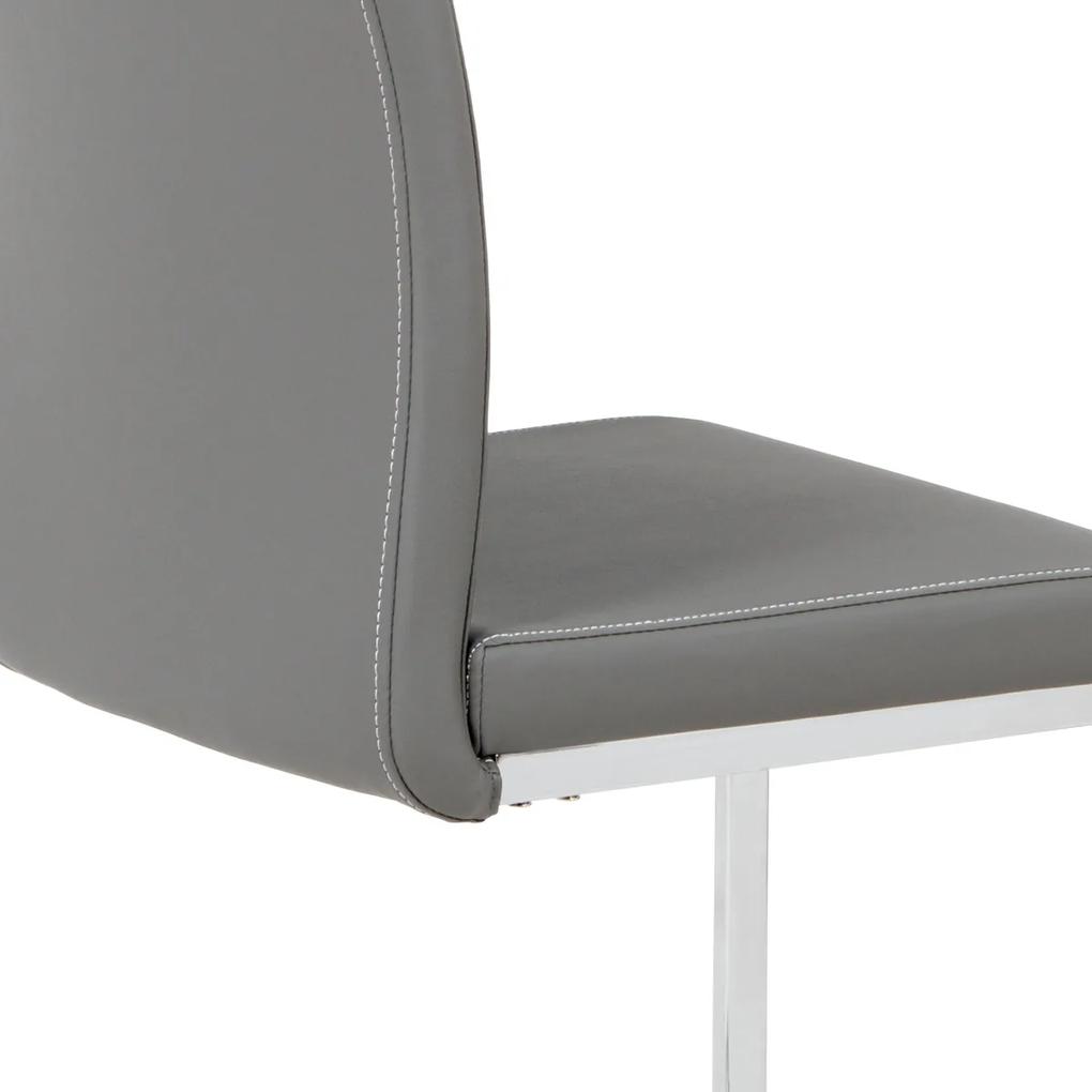 AUTRONIC Jídelní židle šedá koženka / chrom