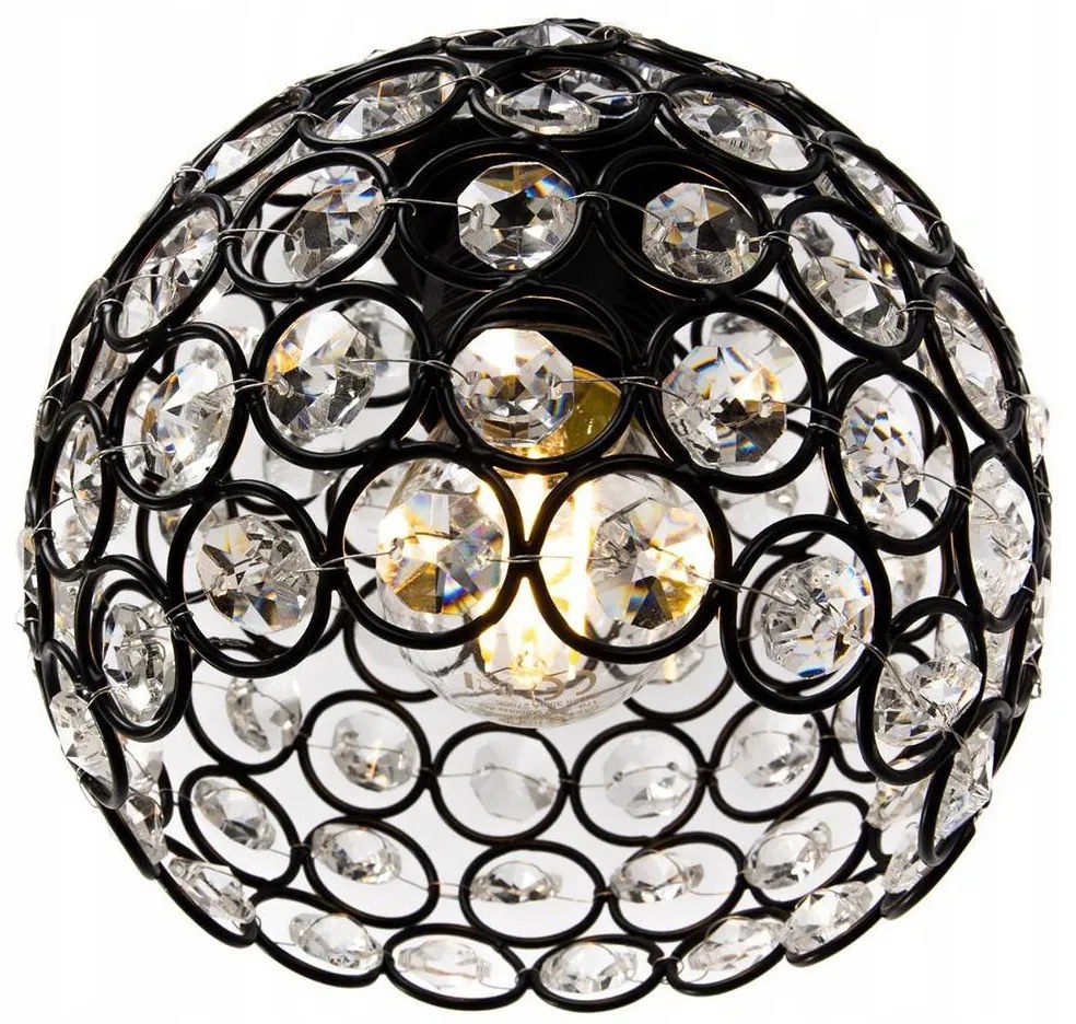 Stropní svítidlo Crystal, 3x černé křišťálové stínítko,