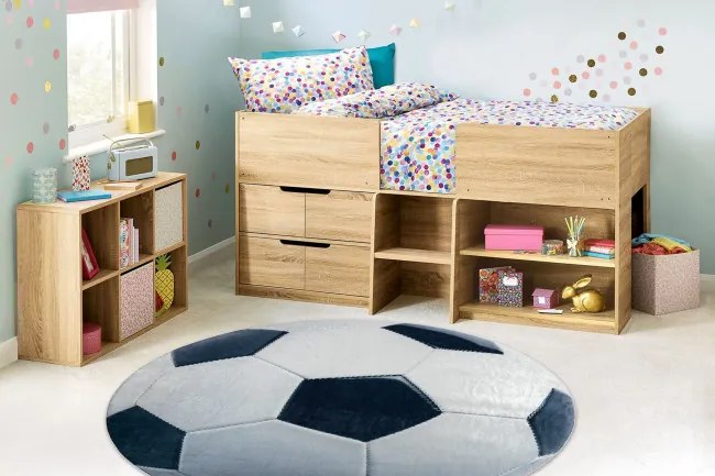 Dětský koberec protiskluzový BAMBINO 38540 Míč, černý / bílý kruh