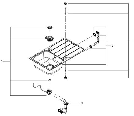 GROHE 31573SD1 -Sada kuchyň. dřezu K500 s odkapávačem a baterie A 86×50 cm nerez
