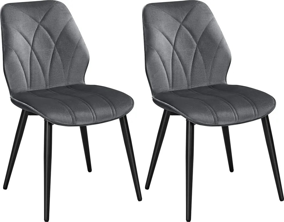 Sada 2 ks – Jídelní židle Yaheetech – tmavě šedá, 58,5 cm (délka) × 44 cm (šířka) × 82 cm (výška), polyester (266492175357)