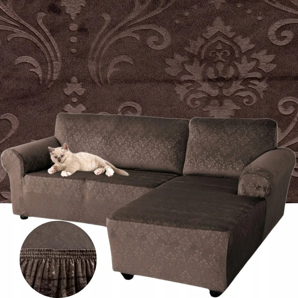 Potah Na Rohovou Pohovku Pohovka Velur Oeko-tex Ornament Premium Pravý 2+2