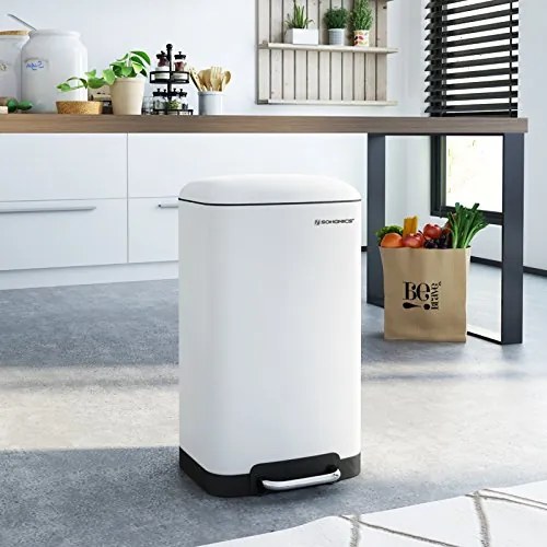Odpadkový koš s pomalým zavíráním SLOW, 30l, bílá SongmicsHome
