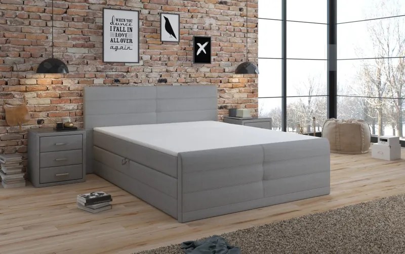 Postel boxspring Boston Megakomfort 180x200 světle šedá