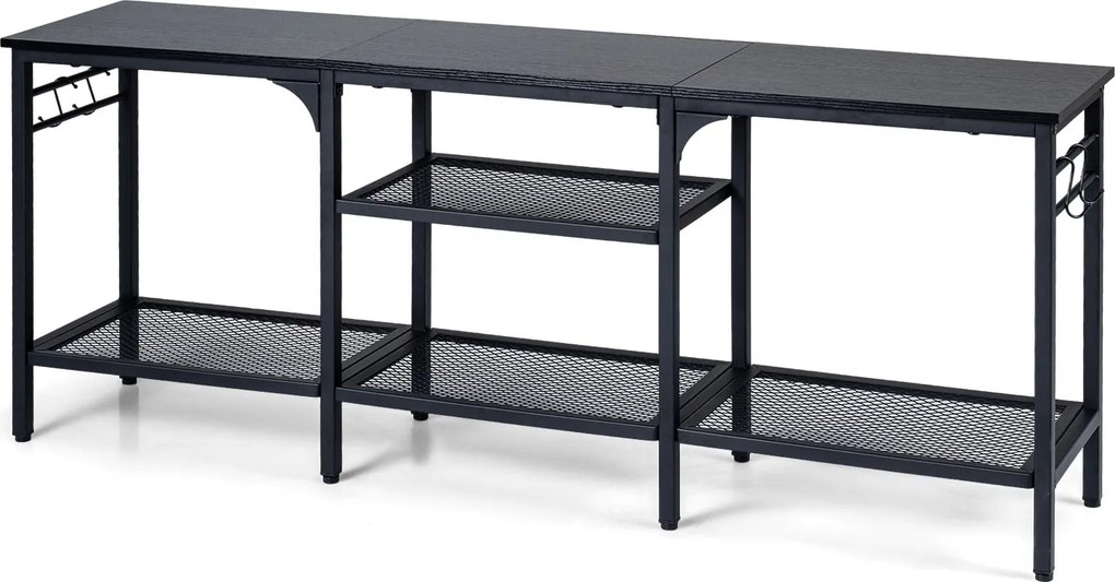 Costway Televizní stolek s otevřenými policemi 140 cm, černý
