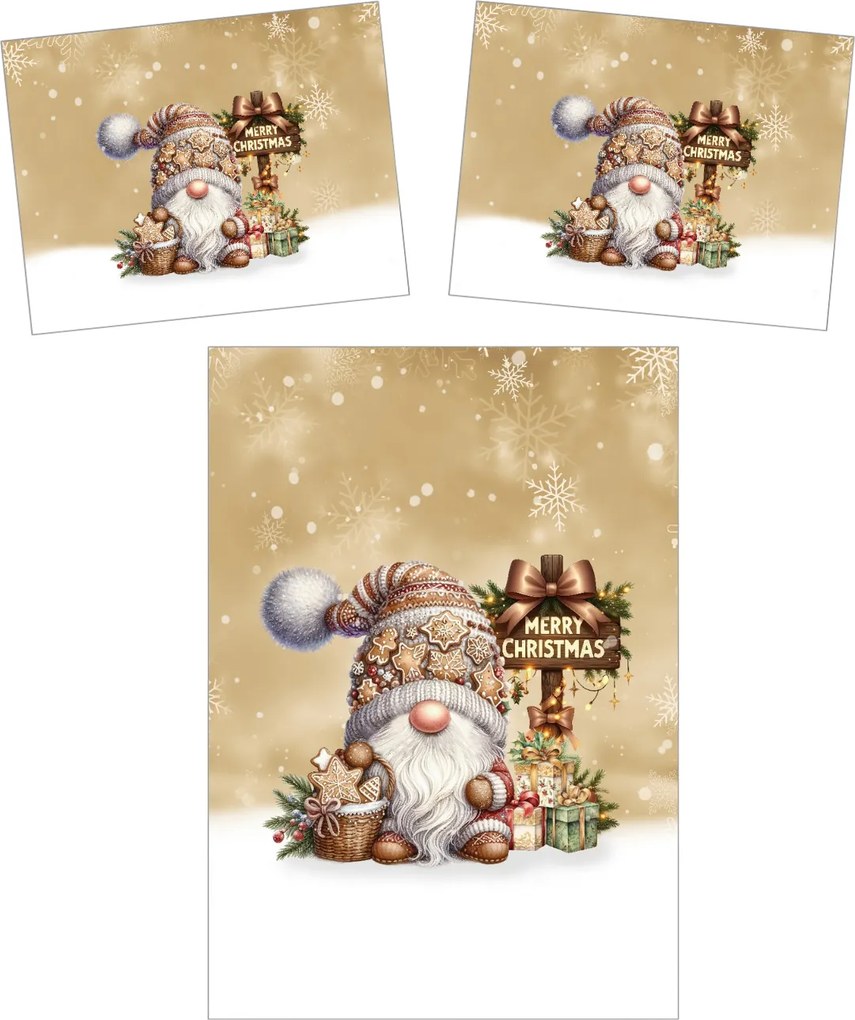 3D povlečení z mikrovlákna GINGER GNOME hnědé Rozměr povlečení: 2 ks 70 x 90 cm | 140 x 200 cm