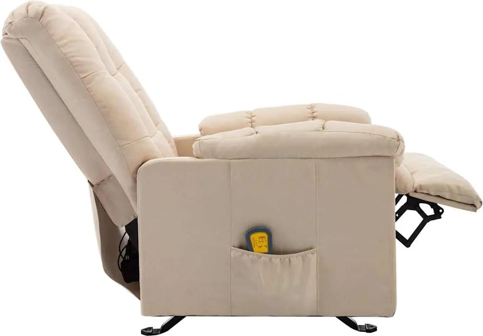 Masážní polohovací křeslo krémové textil 321419