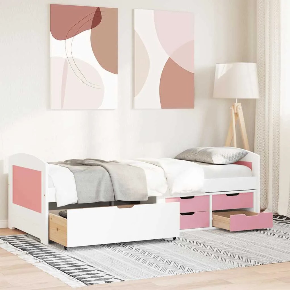 Válenda se 5 zásuvkami bez matrace bílá a růžová IRUN 90x200 cm 3314683