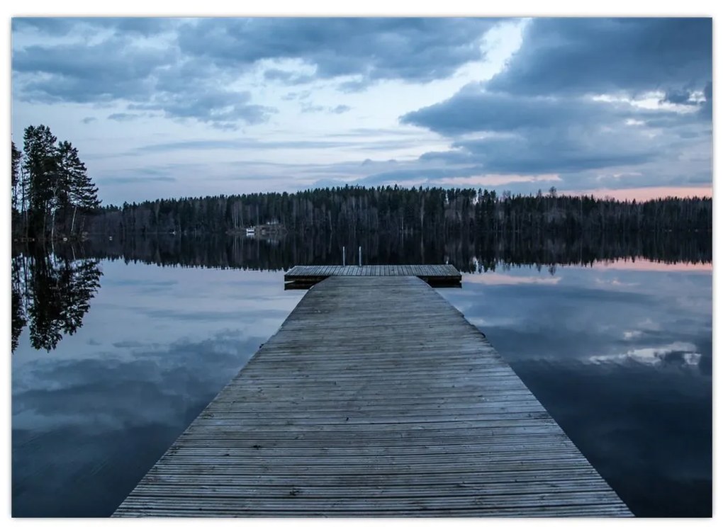 Skleněný obraz - Molo na jezeře (70x50 cm)