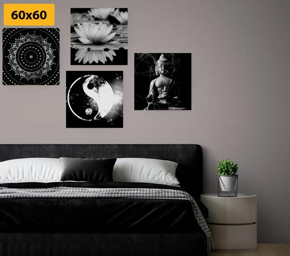 Set obrazů Feng Shui v černobílém provedení - 4x 60x60 cm