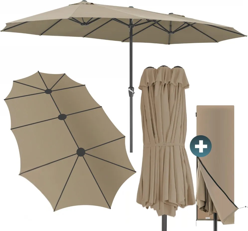 Dvojitý slunečník MIAMI, 460x270cm, hnědošedá (taupe) Kingsleeve