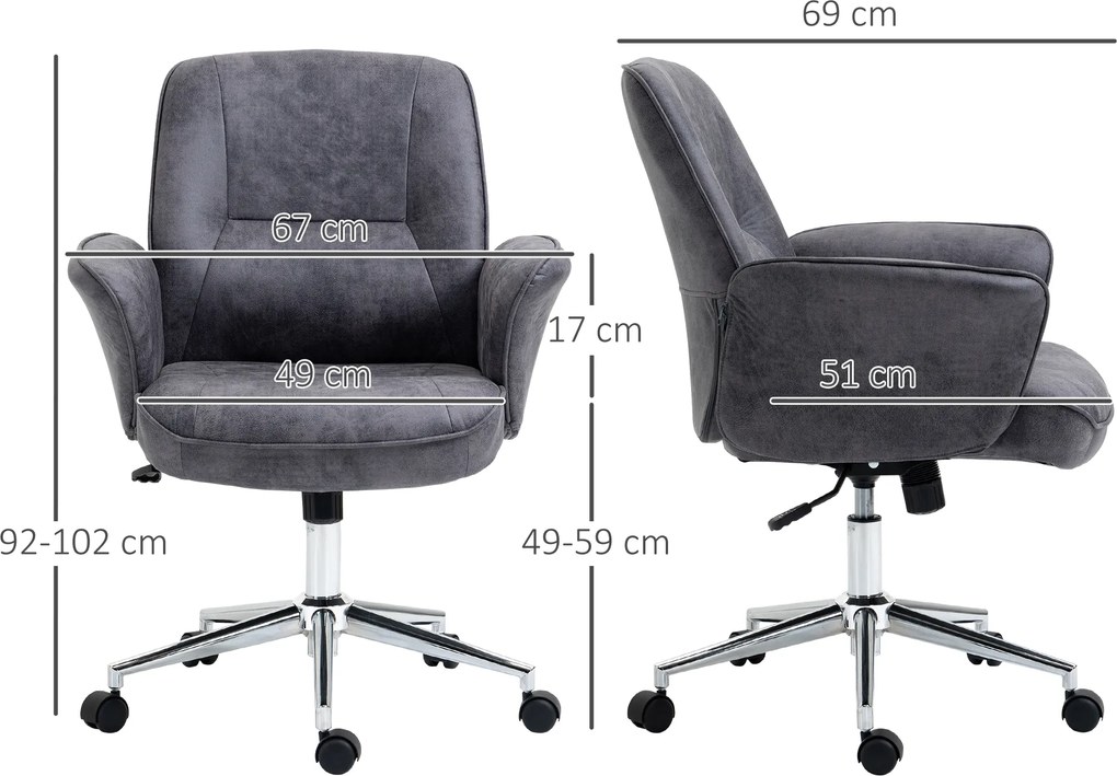 Kancelářská židle Vinsetto XXL, ergonomická kancelářská židle s houpací funkcí, výškově nastavitelná, max. nosnost 120 kg, šedá