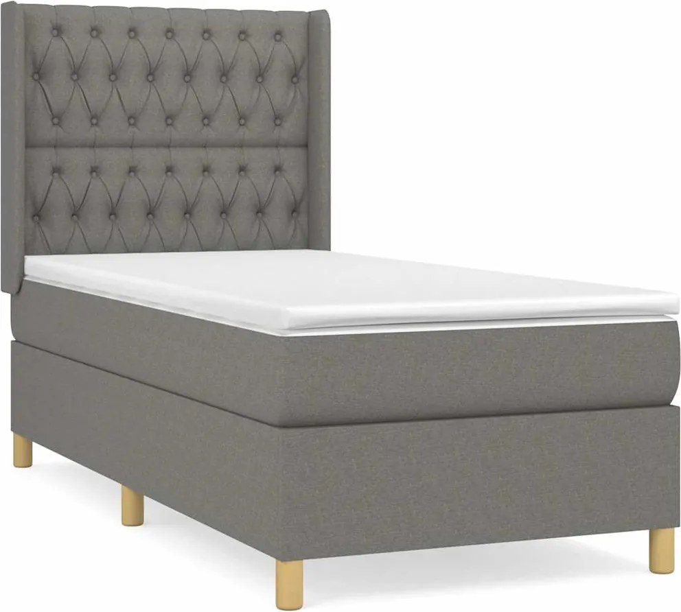 Box spring postel s matrací tmavě šedá 100 x 200 cm textil 3132210