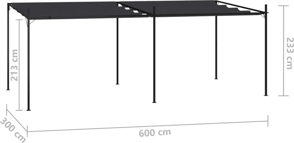 vidaXL Marketos Altán se zatahovací střechou 600 x 300 x 233 m antracitový