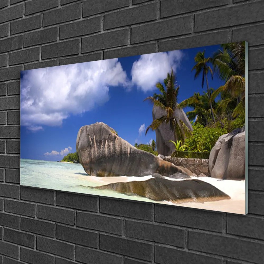 Obraz na skle Skály Pláž Krajina 100x50 cm