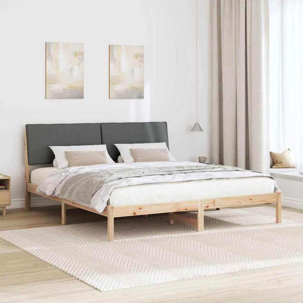 Rám postele s čelo hnědá a tmavě šedá 200 x 200 cm 3394359