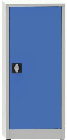 Dílenská policová skříň na nářadí KOVONA, 2 police, svařovaná, 508 x 400 x 1150 mm, šedá / modrá