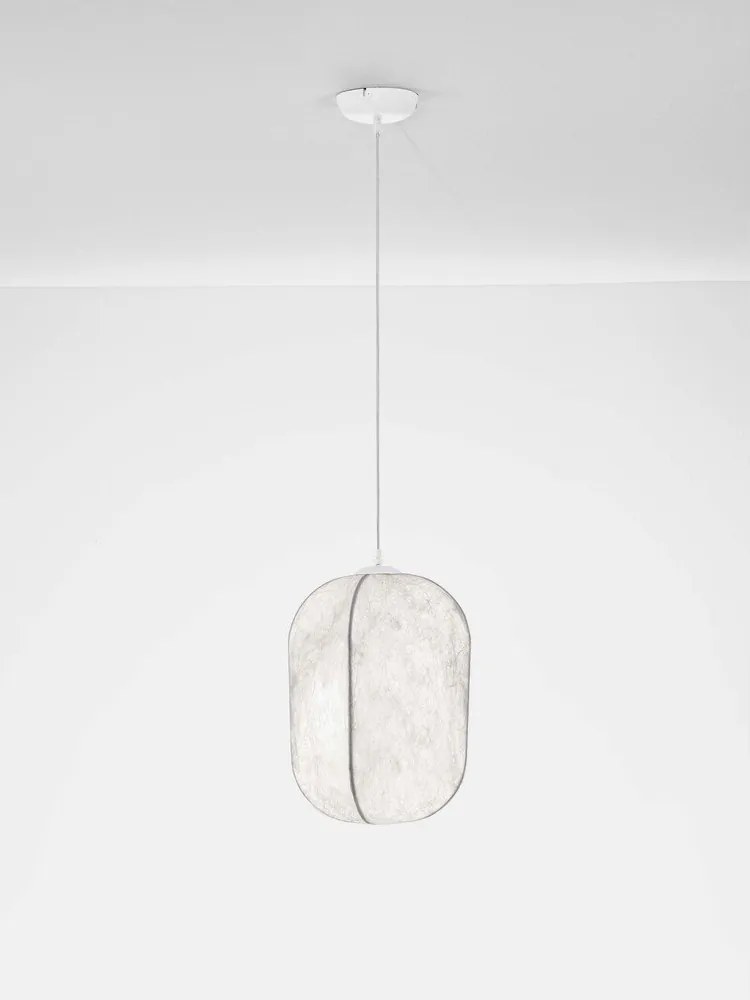 Bílé kovové závěsné svítidlo s textilním stínidlem ø 30 cm Pierida – Nova Luce