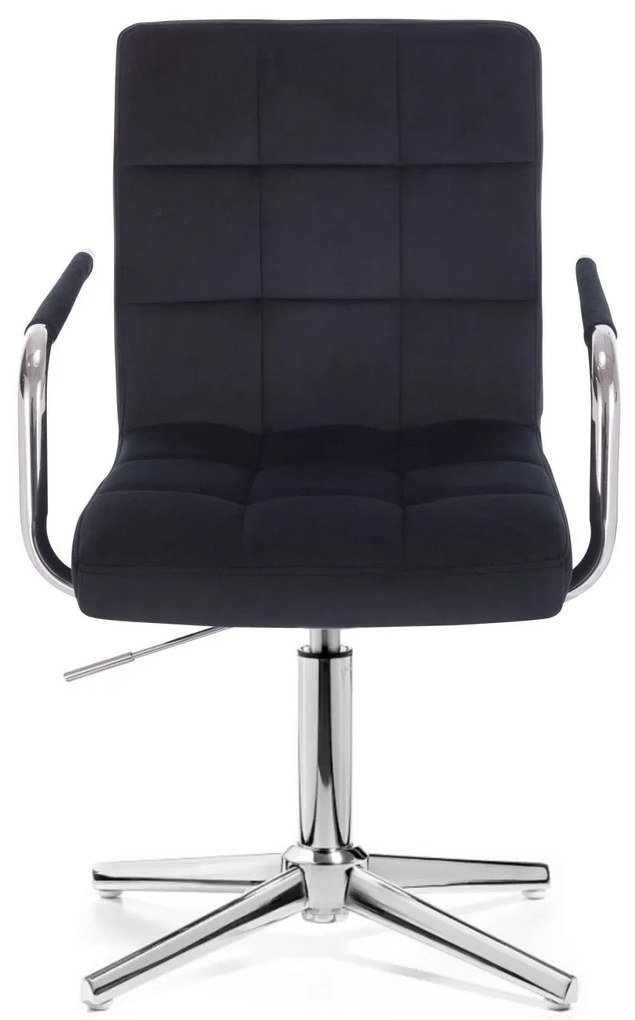 LuxuryForm DESIGN Otočná židle VERONA VELUR na stříbrném kříži - černá
