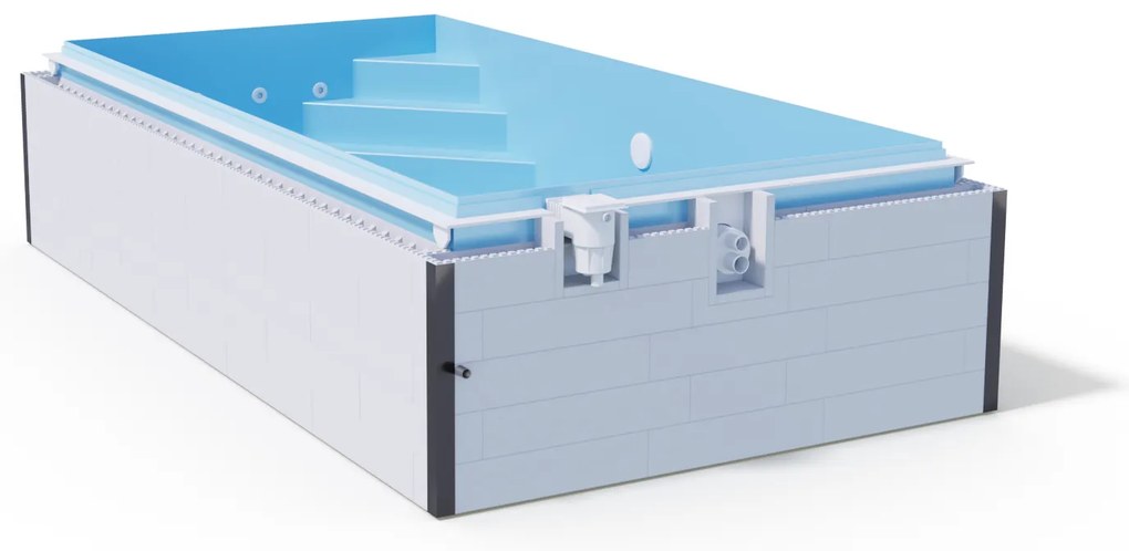 Skimmerový bazén QBIG BENEFIT 3 x 5 x 1,2 m - Světle modrý
