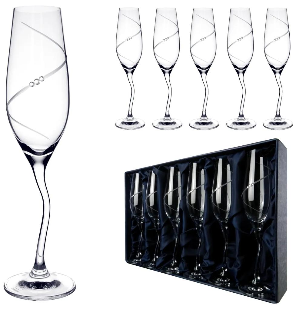 A-KRISTAL New Silhouette - skleničky na sekt se Swarovski® Elements | sada 6 sklenic