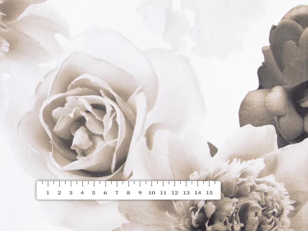 Biante Dekorační povlak na polštář s lemem PM-016 Velké hnědé květy 35 x 45 cm